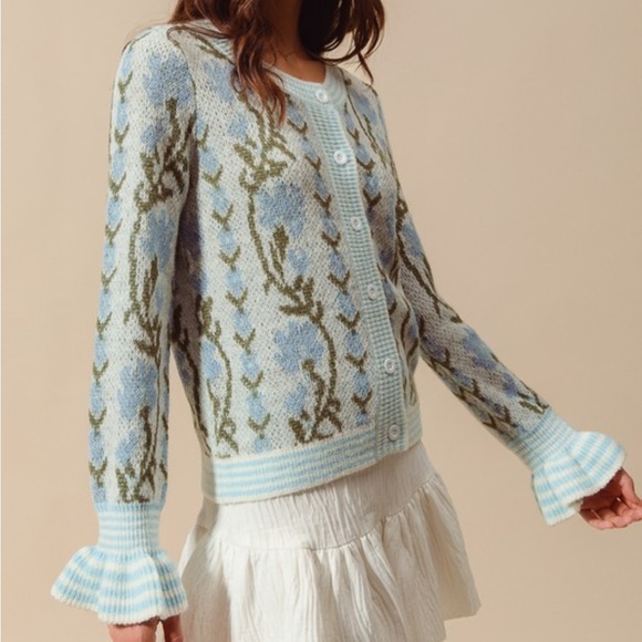 So Me | Sweaters | Floral And Stripe Cardigan | Poshmark